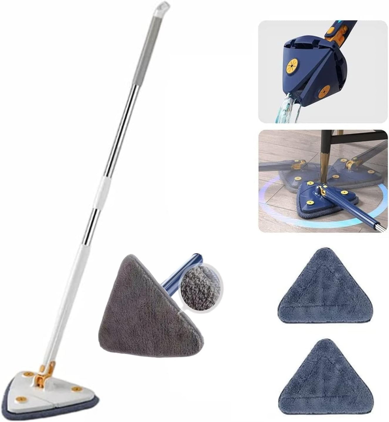 2023 New 360° Rotatable Adjustable Cleaning Mop with 2 Mop Replacement ...