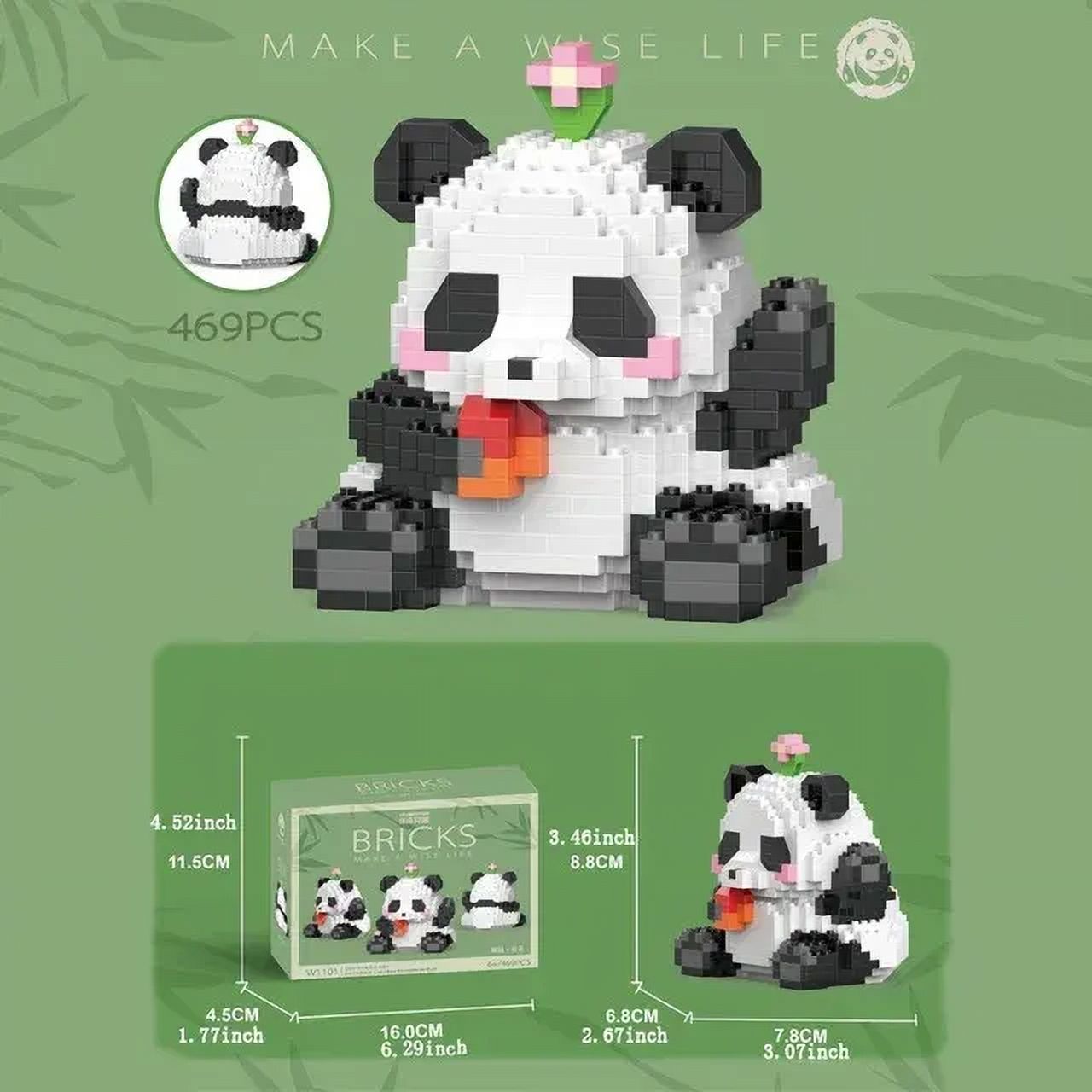 2023 New Creative MINI Chinese Animal Panda Model Building Block MOC DIY Diamond Bricks Toys for ...