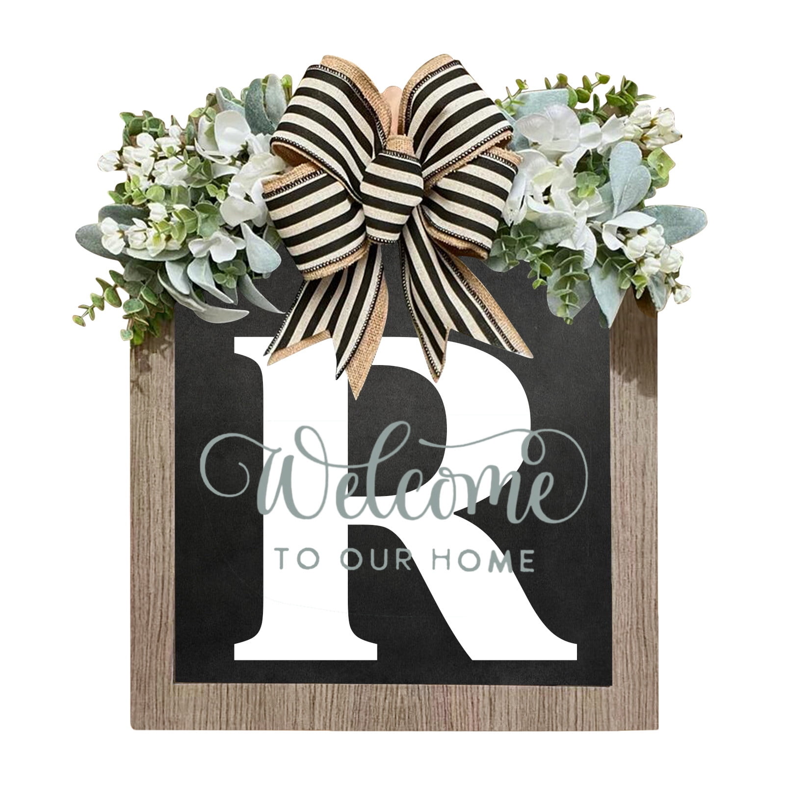 2023 New Last Name Year Round Front Door Wreath, 26 Letter Farmhouse ...