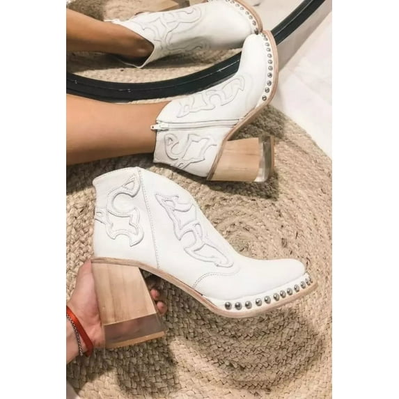 2023 New Retro embroidered Fashion Boots Women's Riveted edge acrylic ...