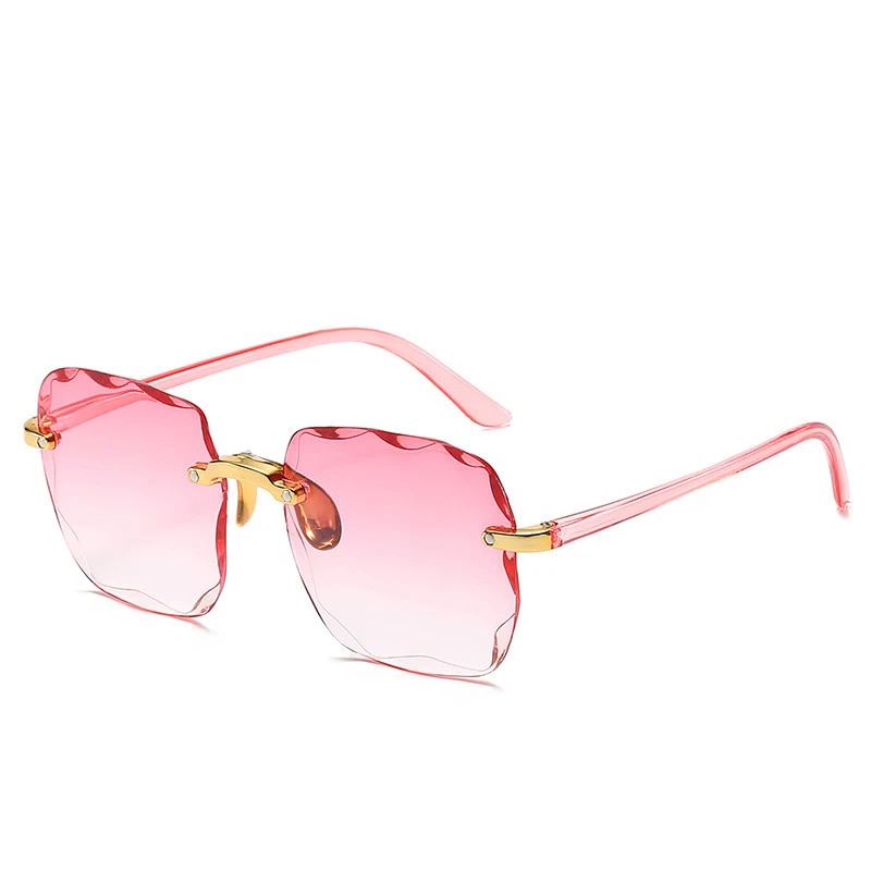 2023 New Rimless Women's Sunglasses Fashion Gradient Lenses Sun glasses Lady Vintage Alloy Legs ...