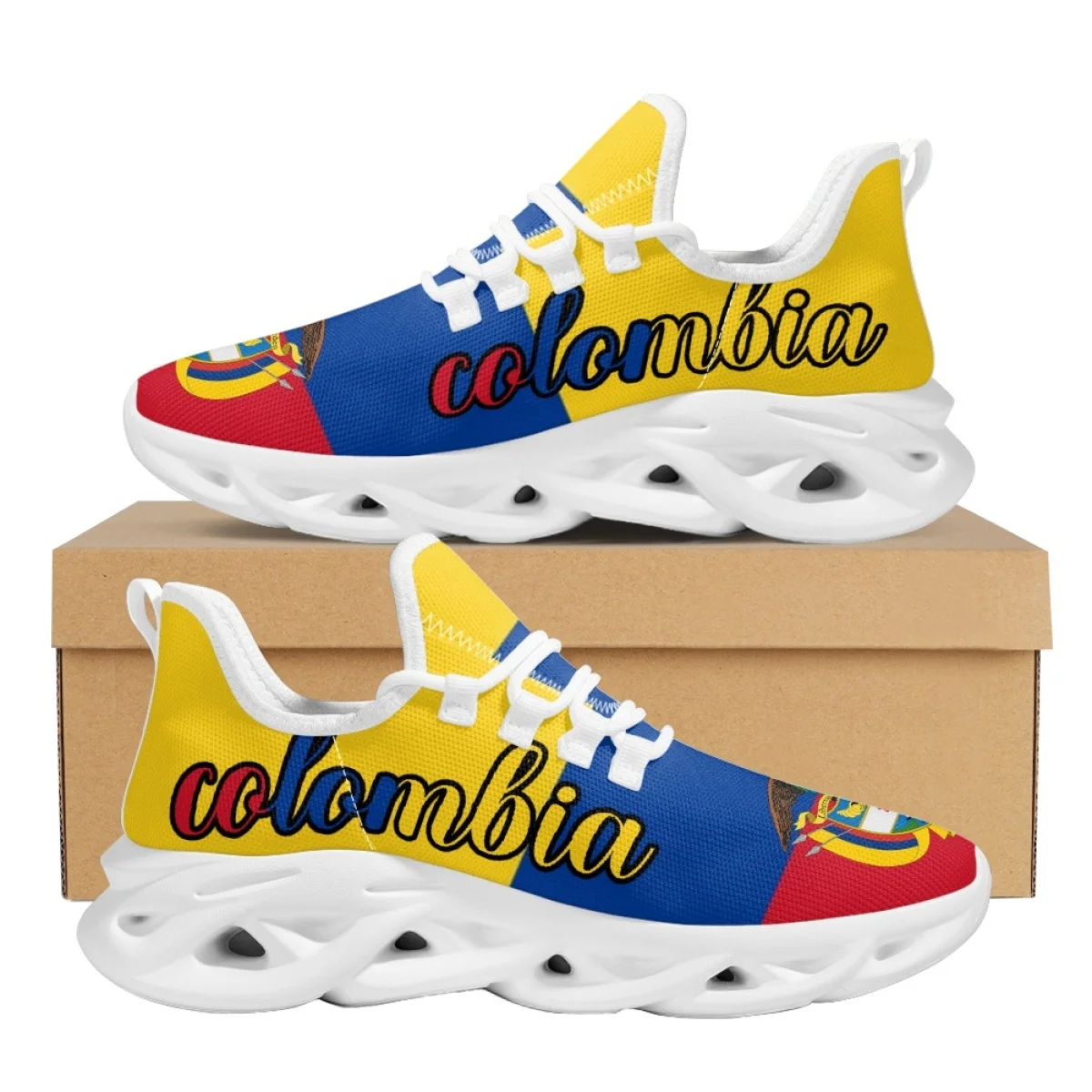 2023 New Sport Running Shoes Colombia Flag Lace-up Walking Sneakers ...