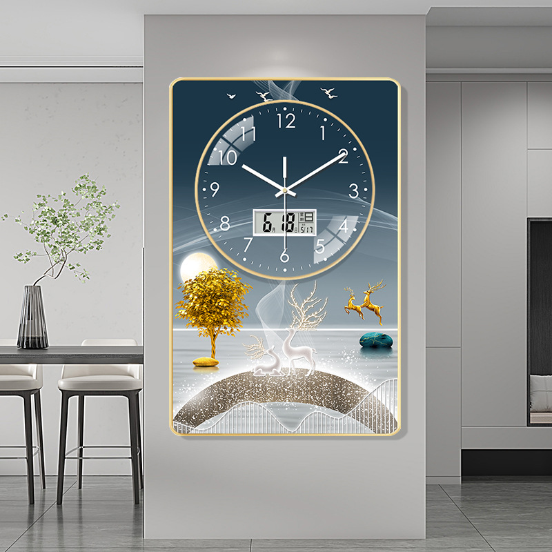 2023 New Wall Clock Crystal Porcelain Painting Living Room Decorative ...
