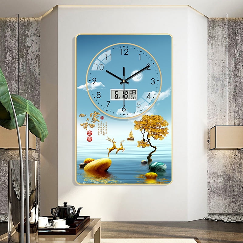 2023 New Wall Clock Crystal Porcelain Painting Living Room Decorative ...