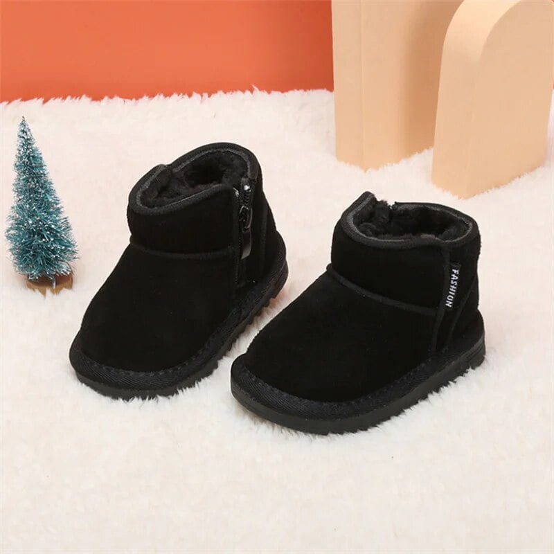 2023 New Winter Baby Snow Boots Leather Warm Plush Infant Shoes Zip ...
