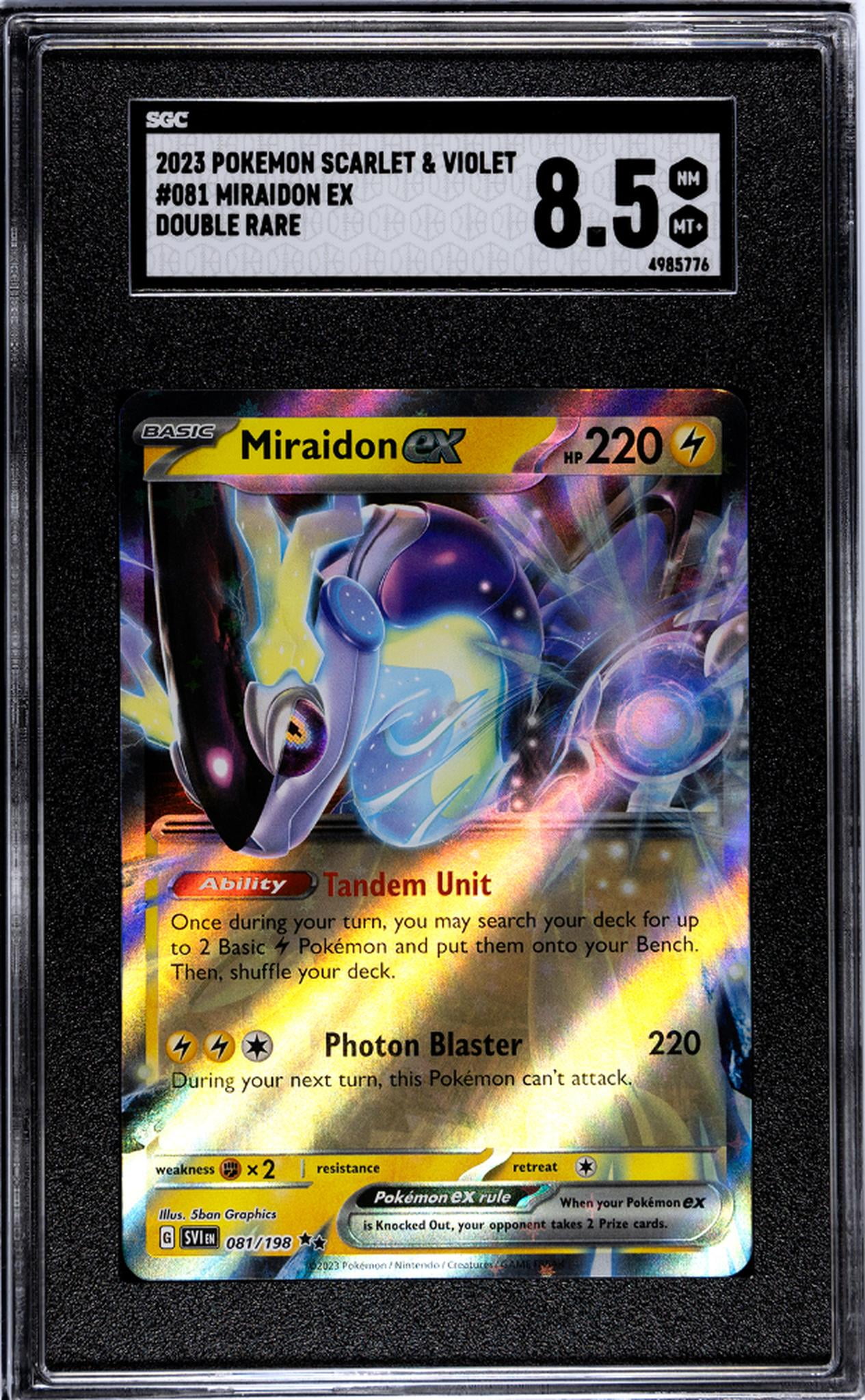 2023 Pokemon Scarlet & Violet #081 Miraidon Ex Double Rare SGC 8.5 ...