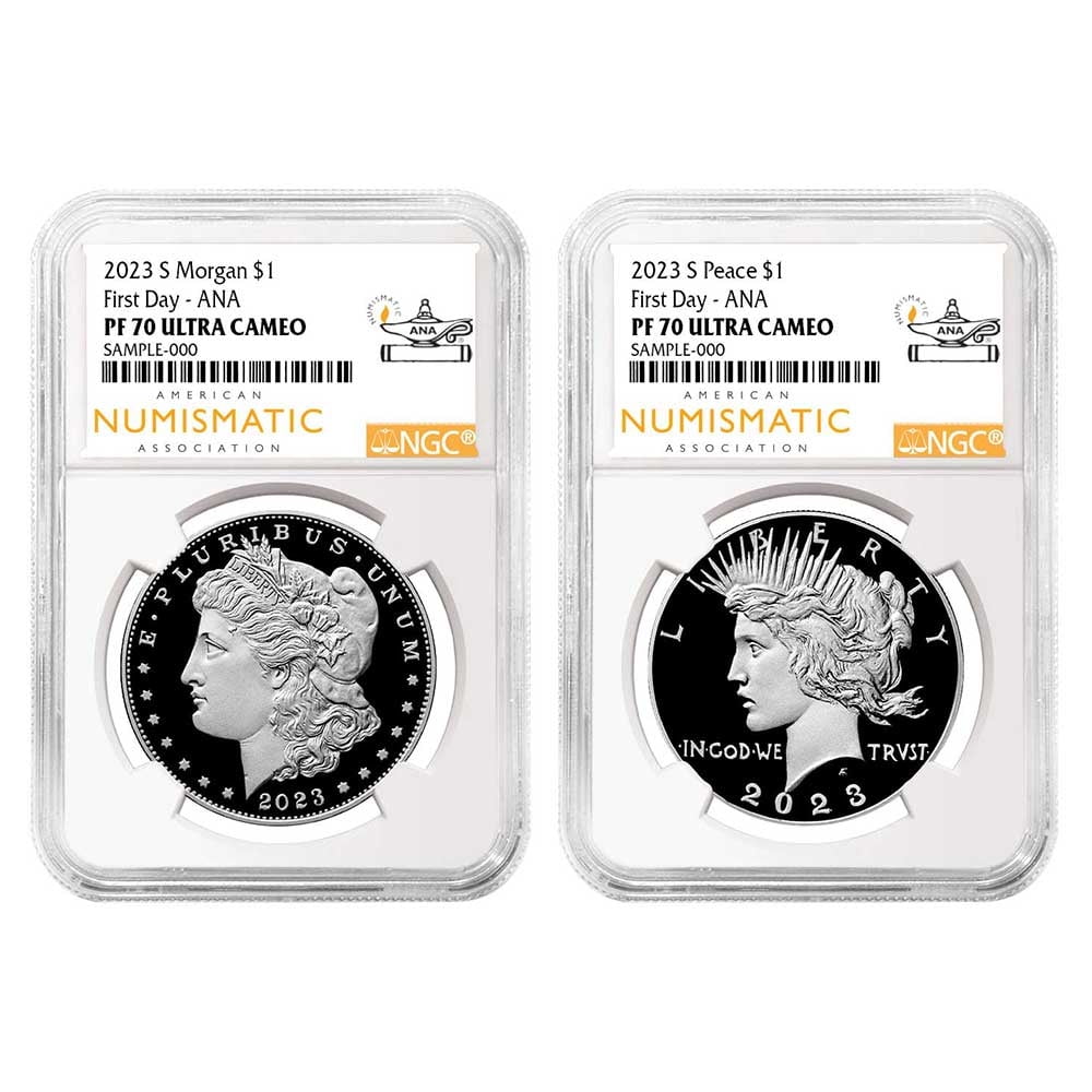 2023-S Proof $1 Morgan and Peace Silver Dollar 2pc Set NGC PF70UC FDI ...