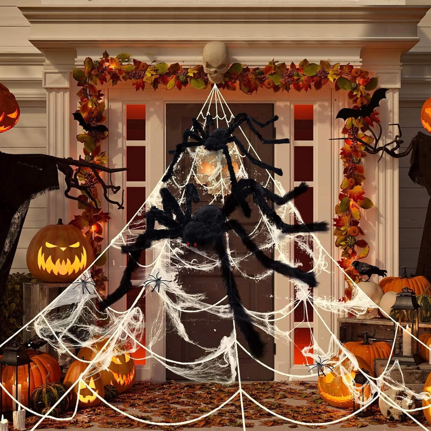 2023 Spider Webs Halloween Decorations With 200 Triangular Huge Spider