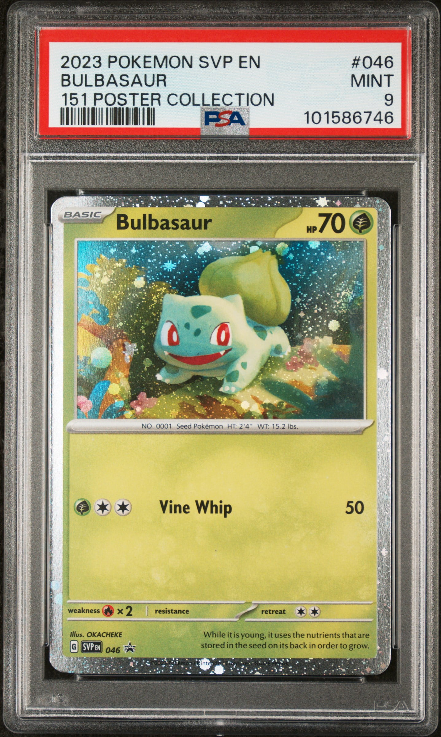 2023 Star #046 Bulbasaur Pokemon Scarlet and Violet Black Promos PSA 9 - Walmart.com