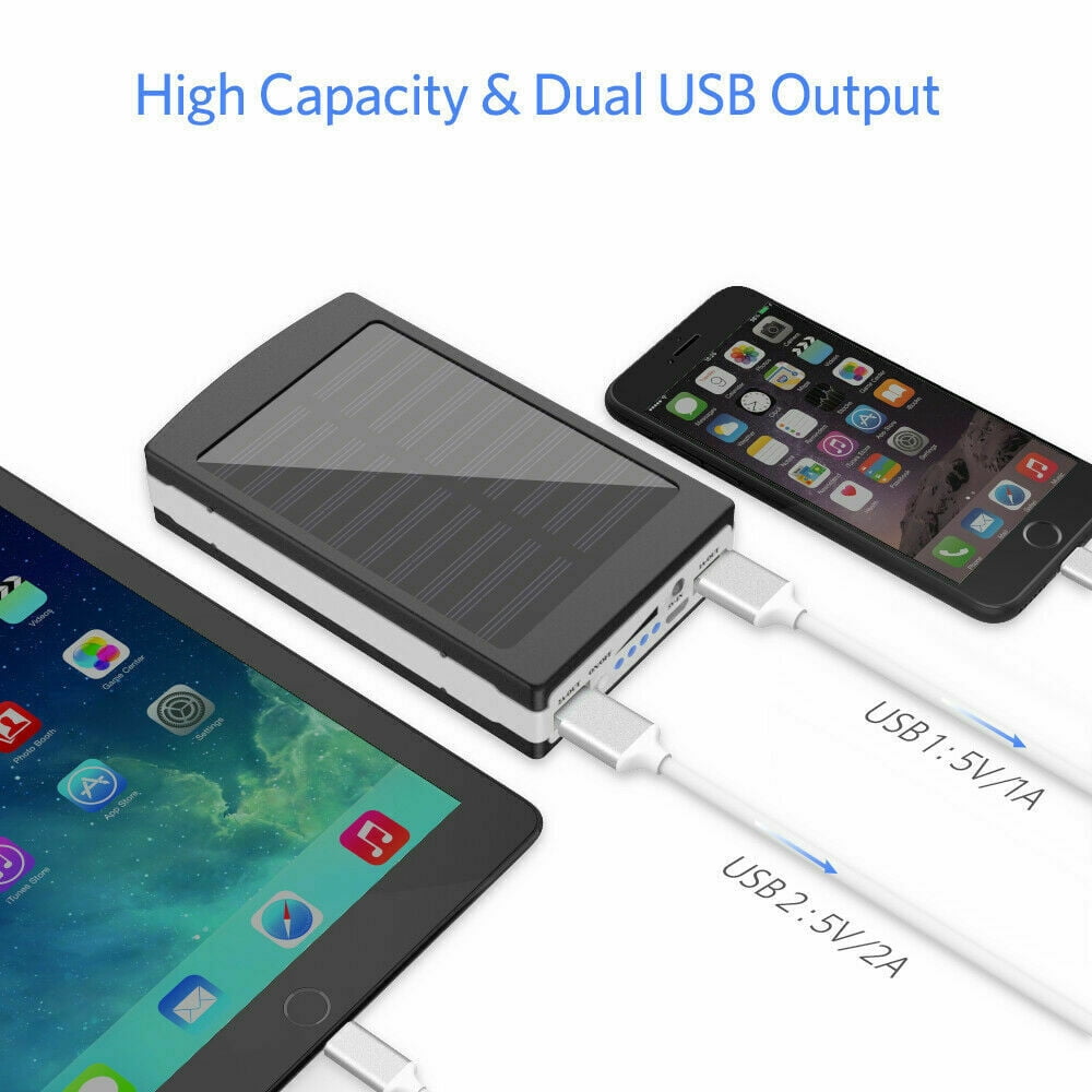 2023 Super 10000mAh USB Portable Charger Solar Power Bank For Cell ...