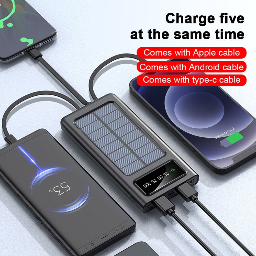 NOBRAND 5000000mAh Solar Power Bank, 4 USB Ports, Portable Charger ...