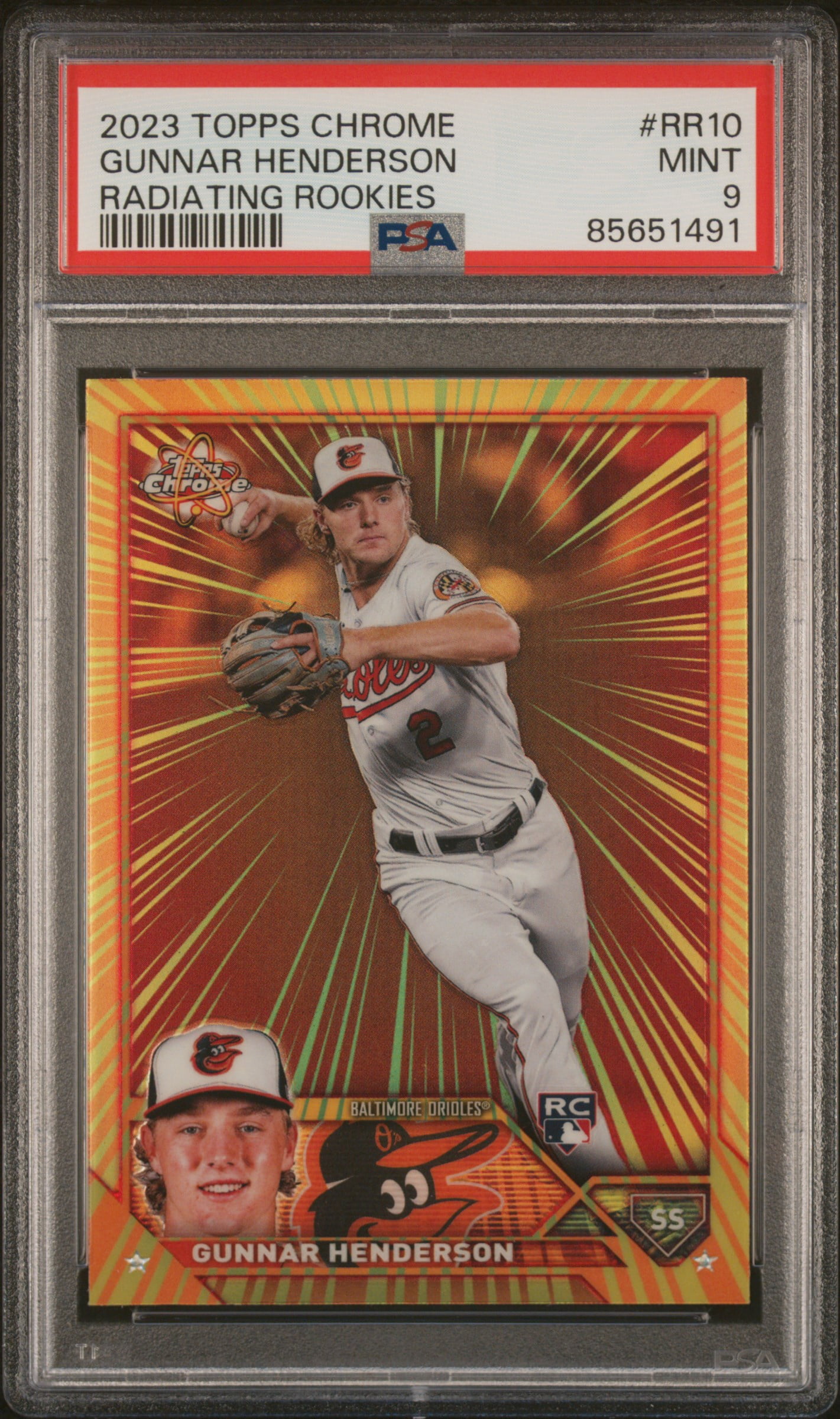 2023 Topps Chrome Radiating Rookies Gunnar Henderson #RR10 PSA 9 ...