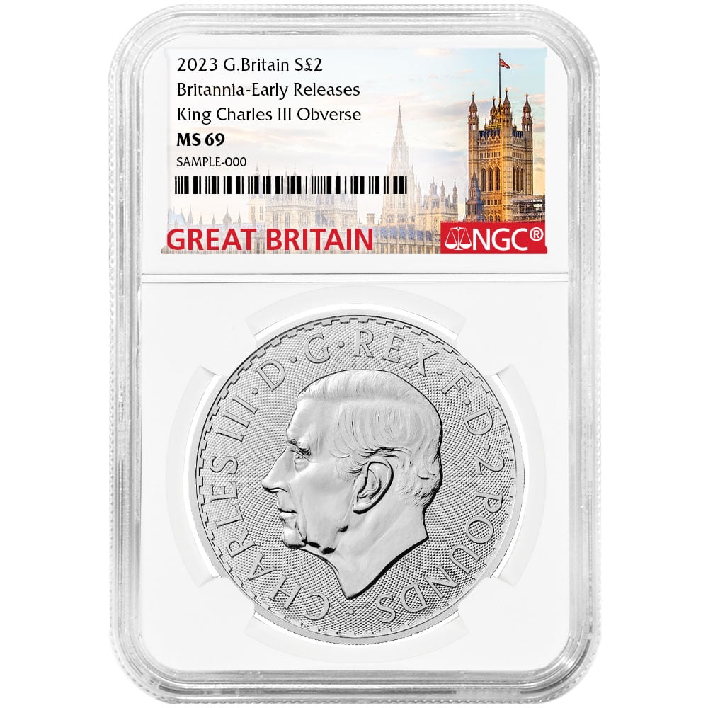 2023 U.K. 2 Pound Silver King Charles Britannia NGC MS69 ER Great ...