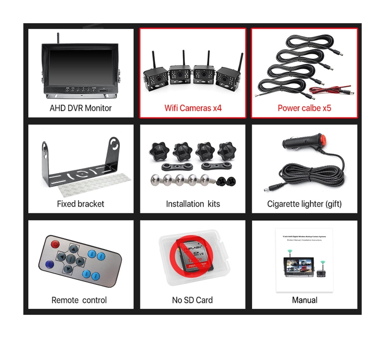 2023 Update AHD Digital Wireless Backup DVR Record Camera and 4CH 9 ...