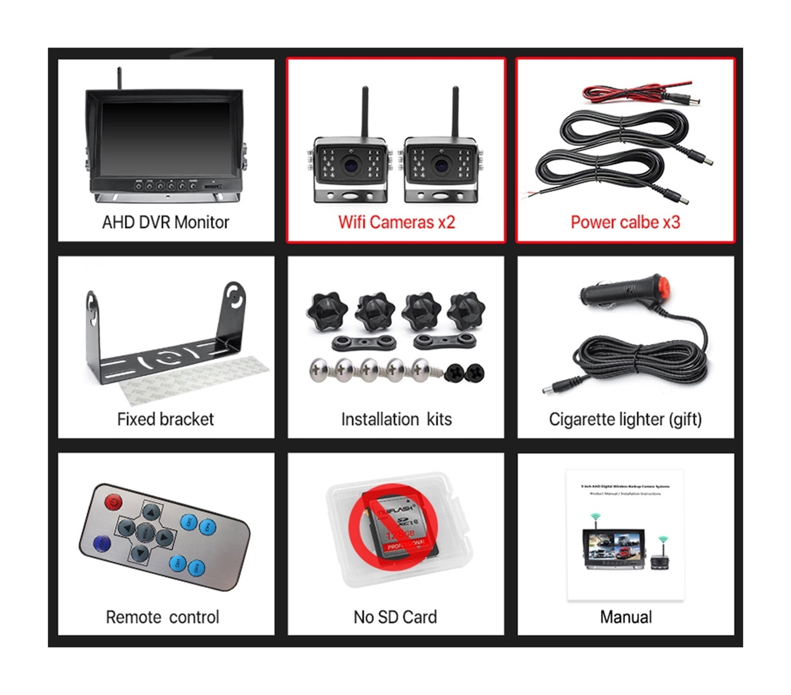 2023 Update AHD Digital Wireless Backup DVR Record Camera and 4CH 9 ...