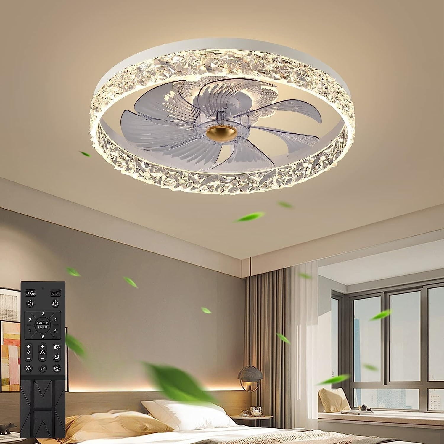 2023 Upgraded Ceiling Fan 4111 White Ceiling Fans with Lights App ...