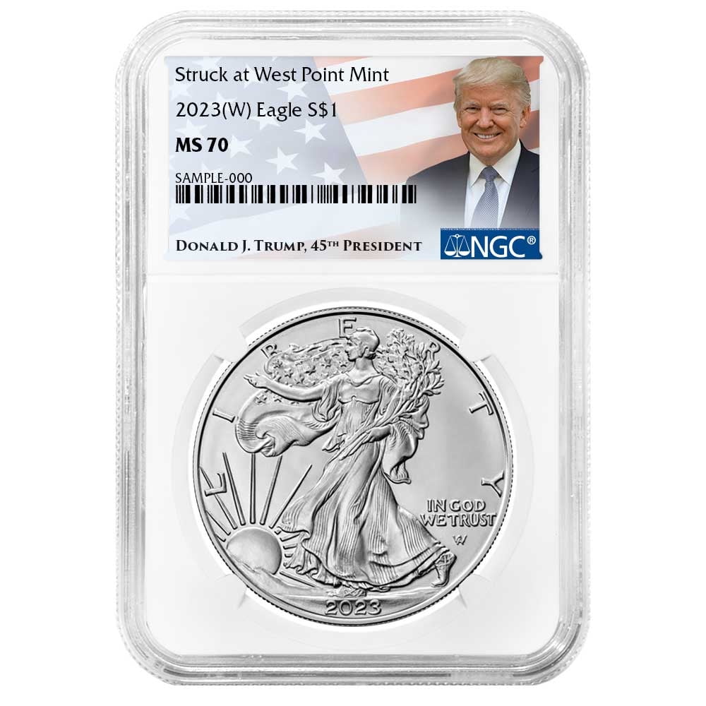 2023 (W) $1 American Silver Eagle NGC MS70 Trump Label - Walmart.com
