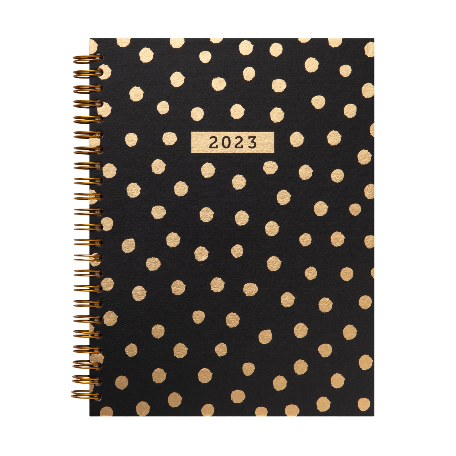 2023 Weekly/Monthly Spiral Planner, 6"x8", Black Gold Dot by Mintgreen ...