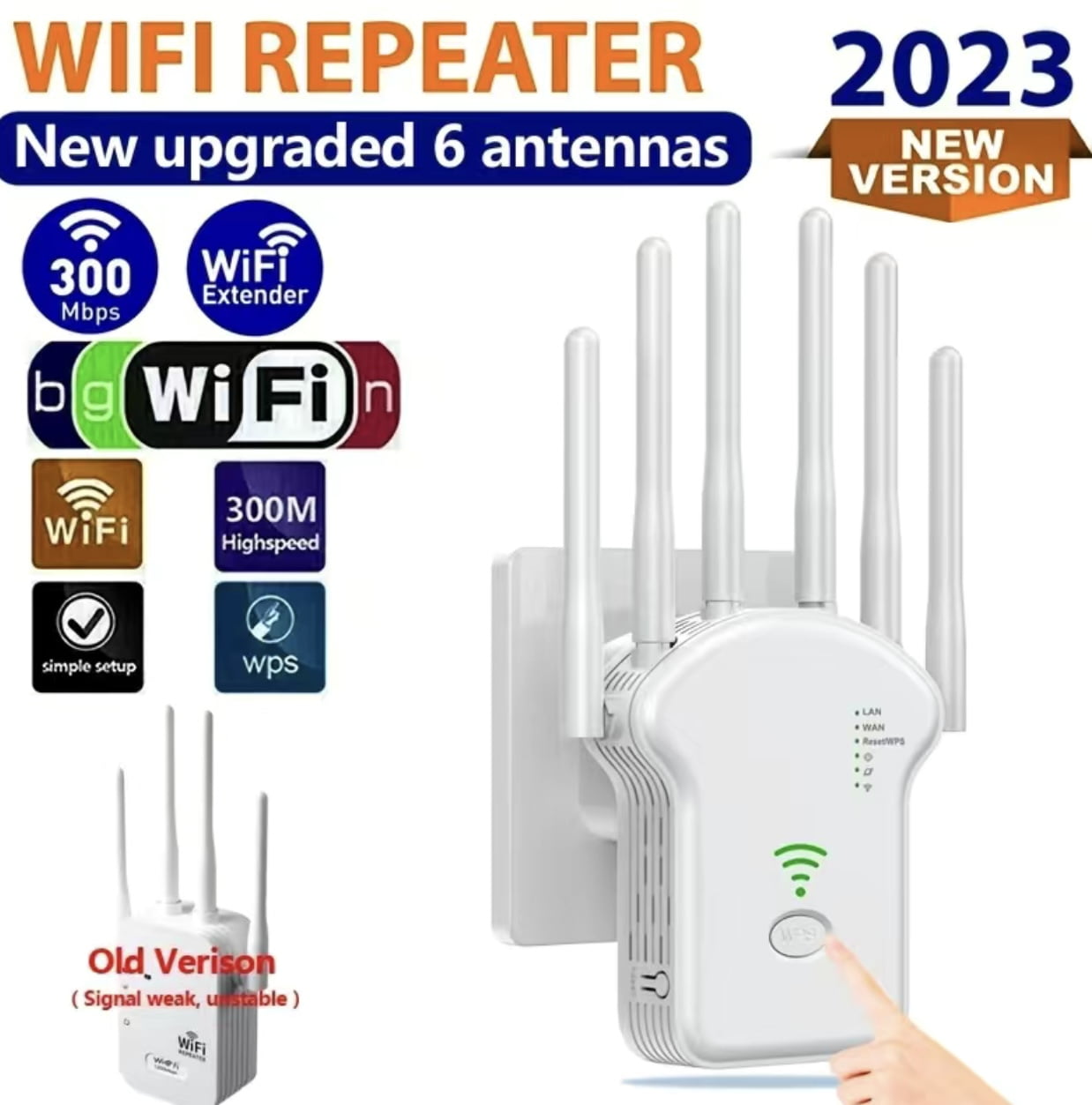 2023 WiFi Extender, WiFi Booster 6X Stronger 300Mbps WiFi 2.4&5GHz Dual Band(3000sq.ft), WiFi ...