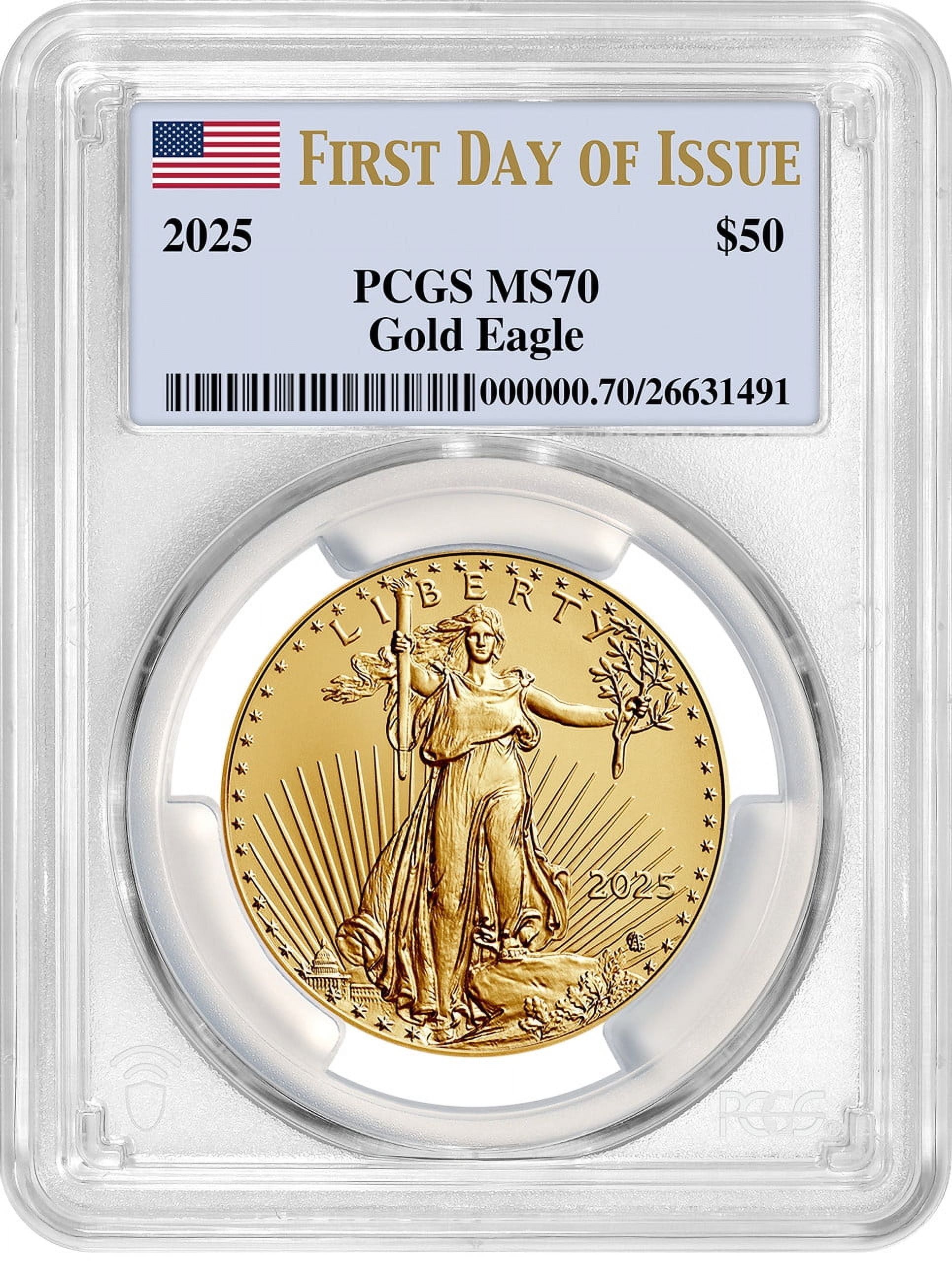 2025 1 oz American Gold Eagle First Day of Issue PCGS MS70 - Walmart.com