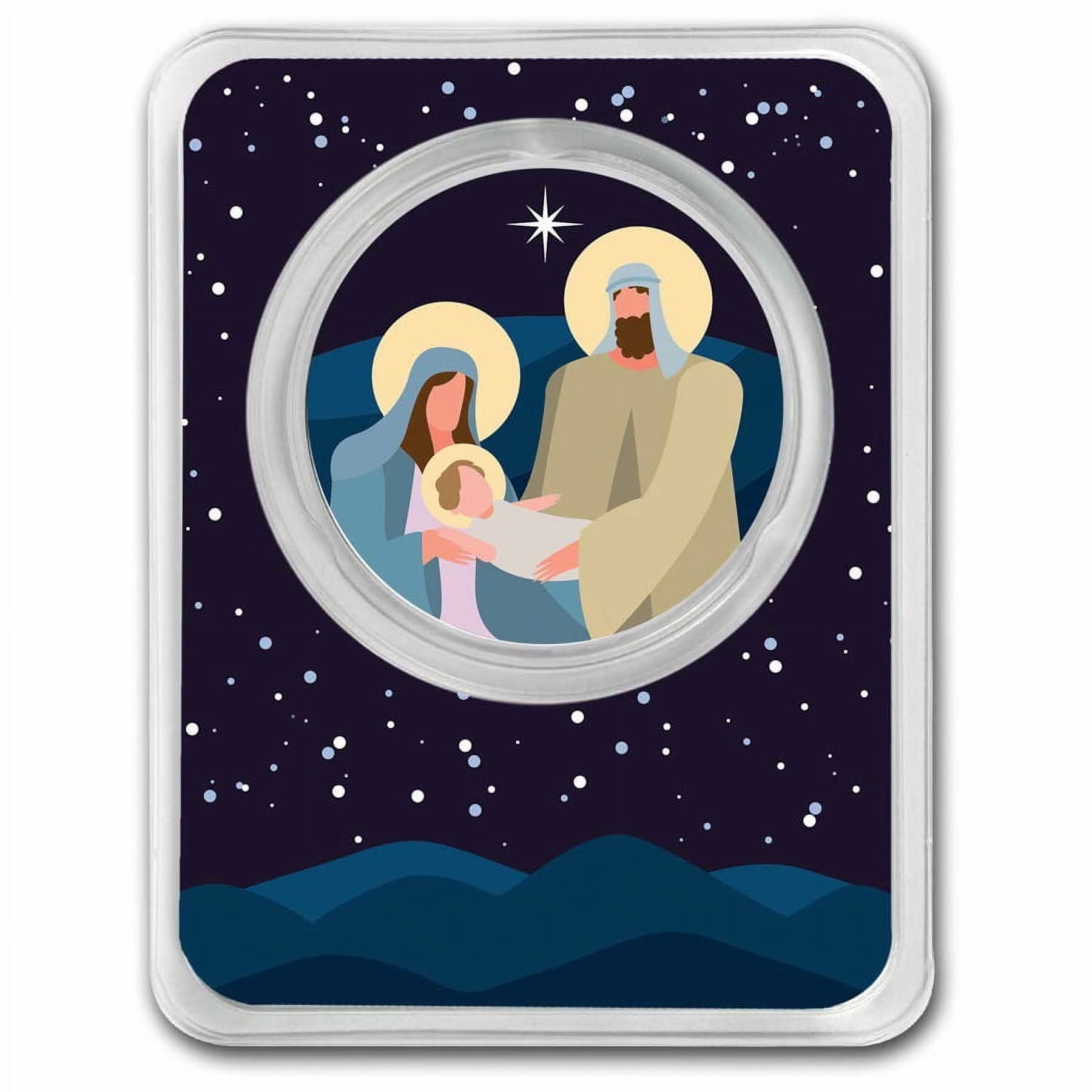 2024 1 oz Silver Colorized Round - Starry Night Angel & Nativity ...