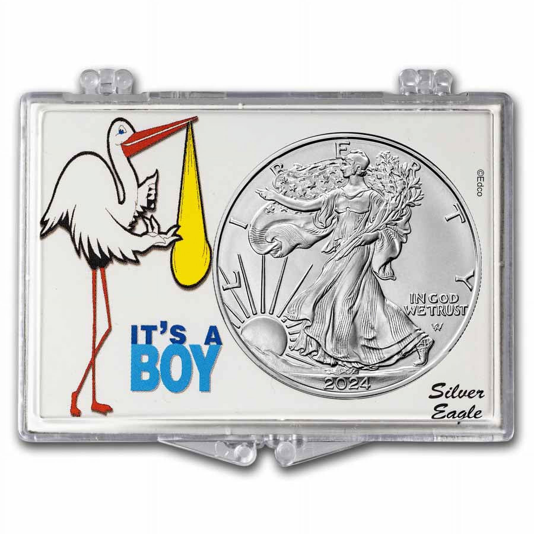 2025 1 oz Silver Eagle - w/Snap-Lock, It's A Boy! Stork Design ...