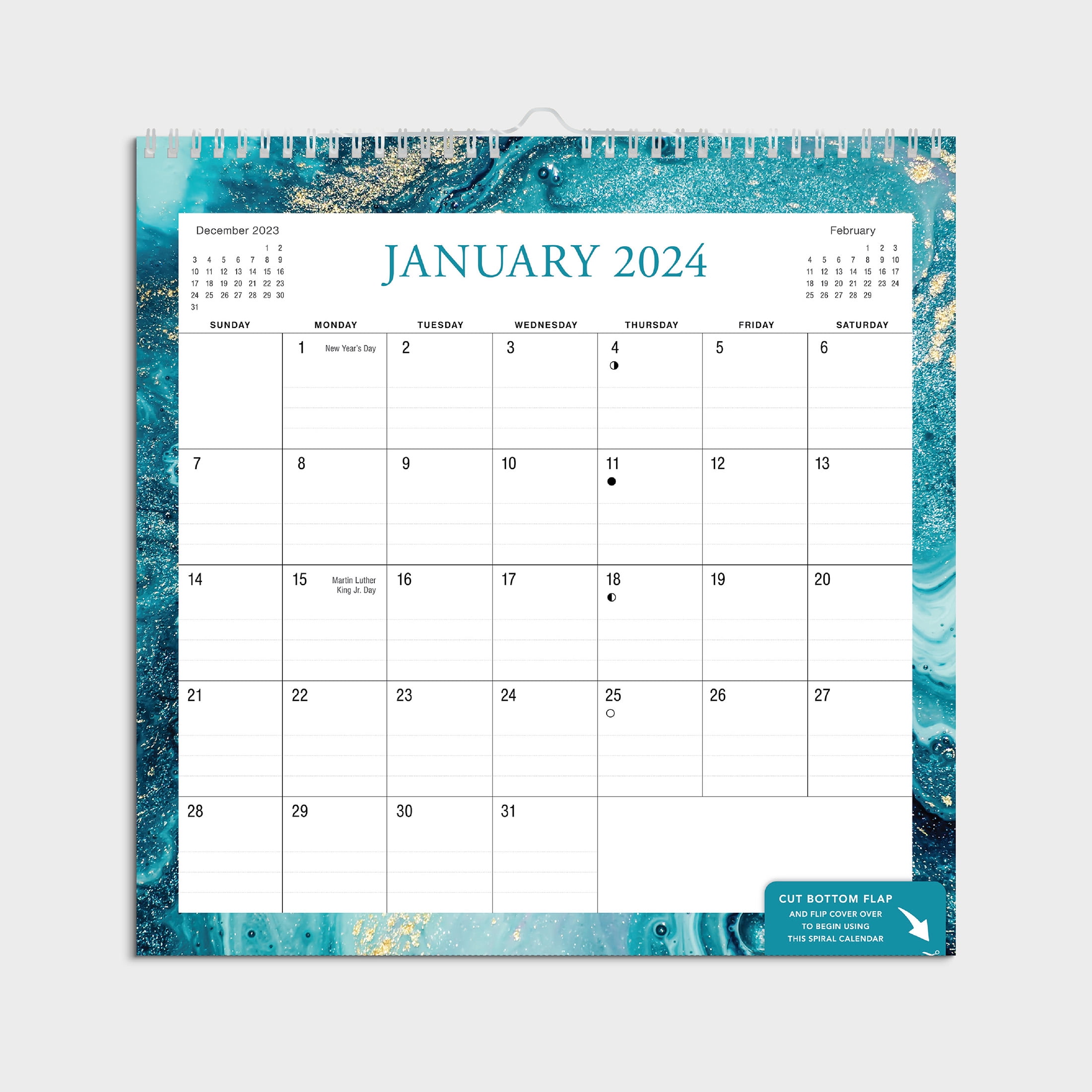 2024- 12 Month Calendar-Marble Border-12x12 Spiral bound -by Pen + Gear ...