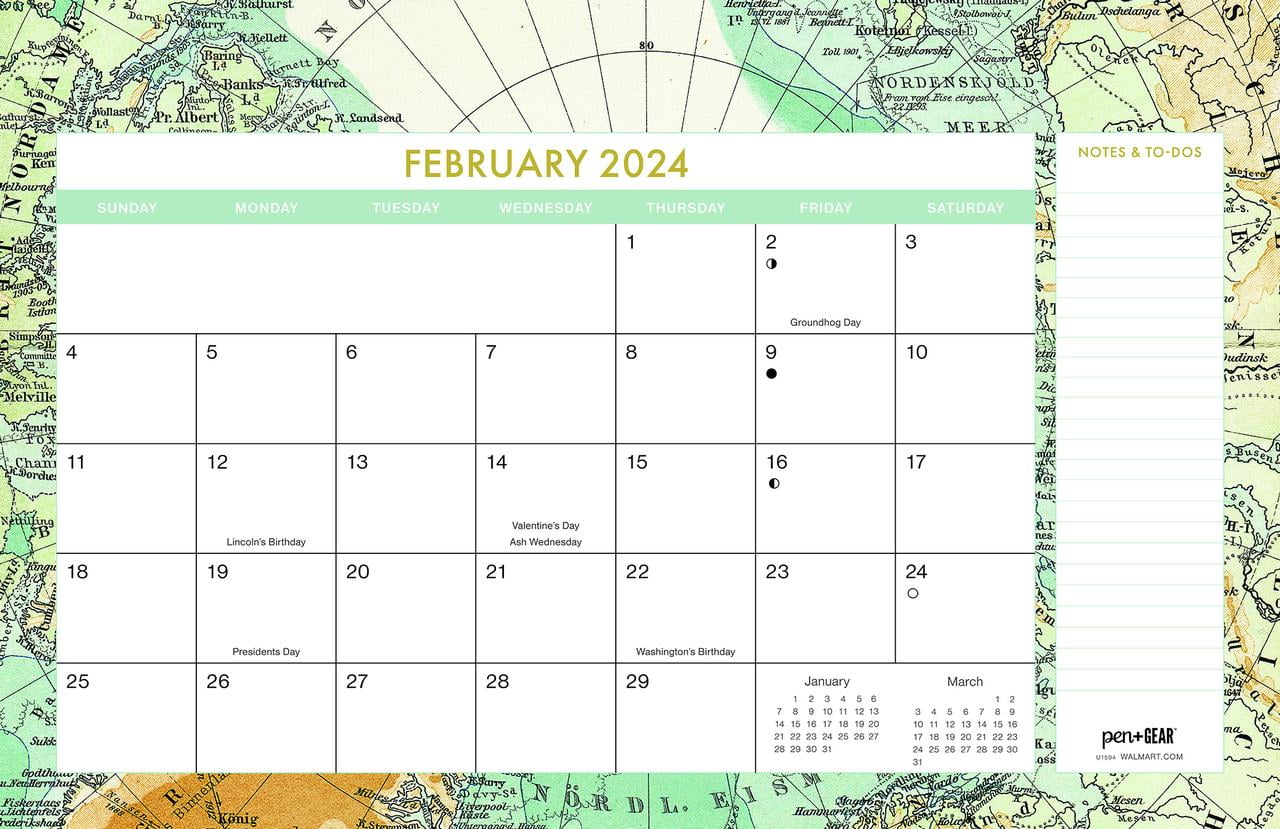 2024-12 Month Deskpad- Maps Border -11x17 Tear off sheet calendar ...