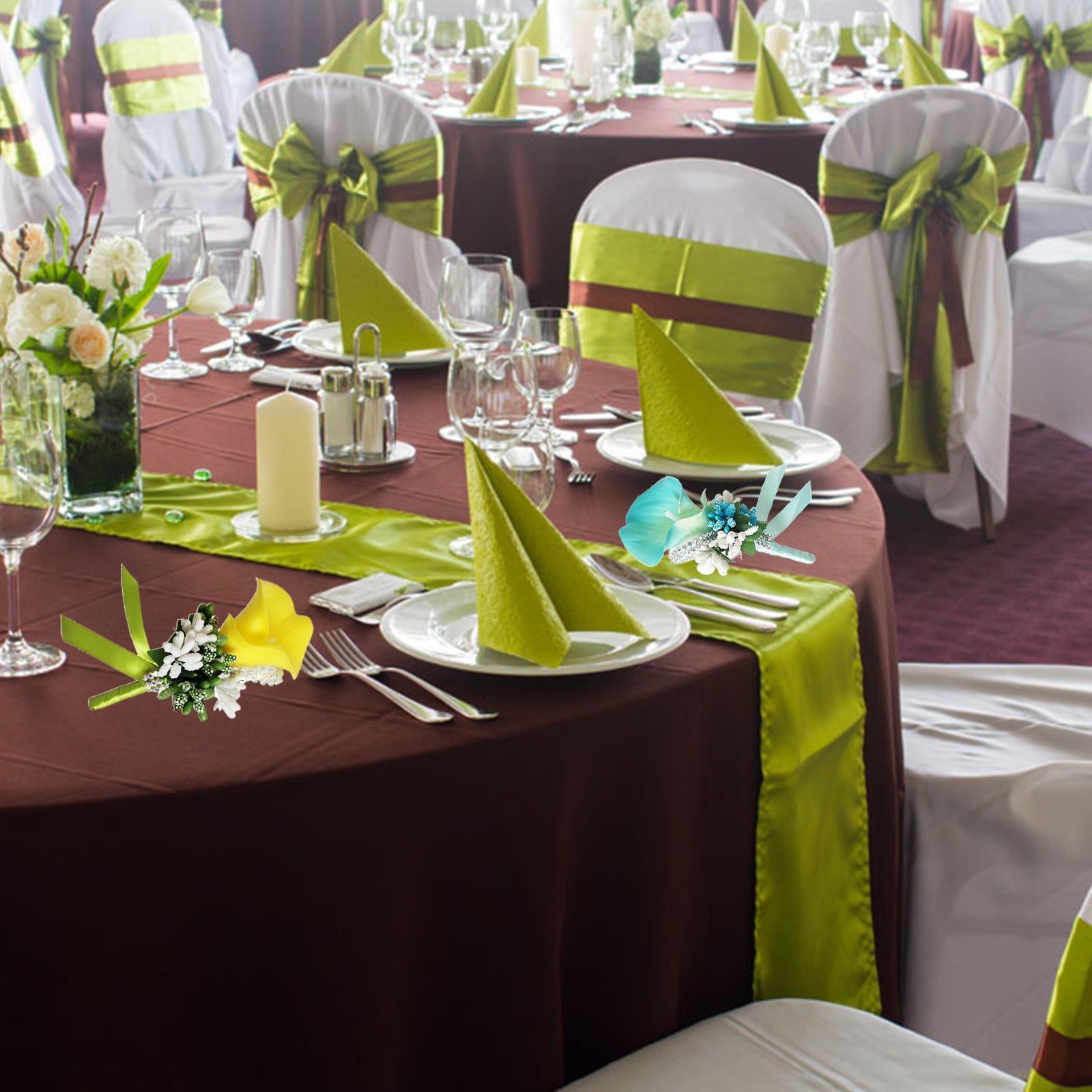 2024 2 PU Calla Lily Brooches Prom Party Bride and Groom Corsages Milk ...