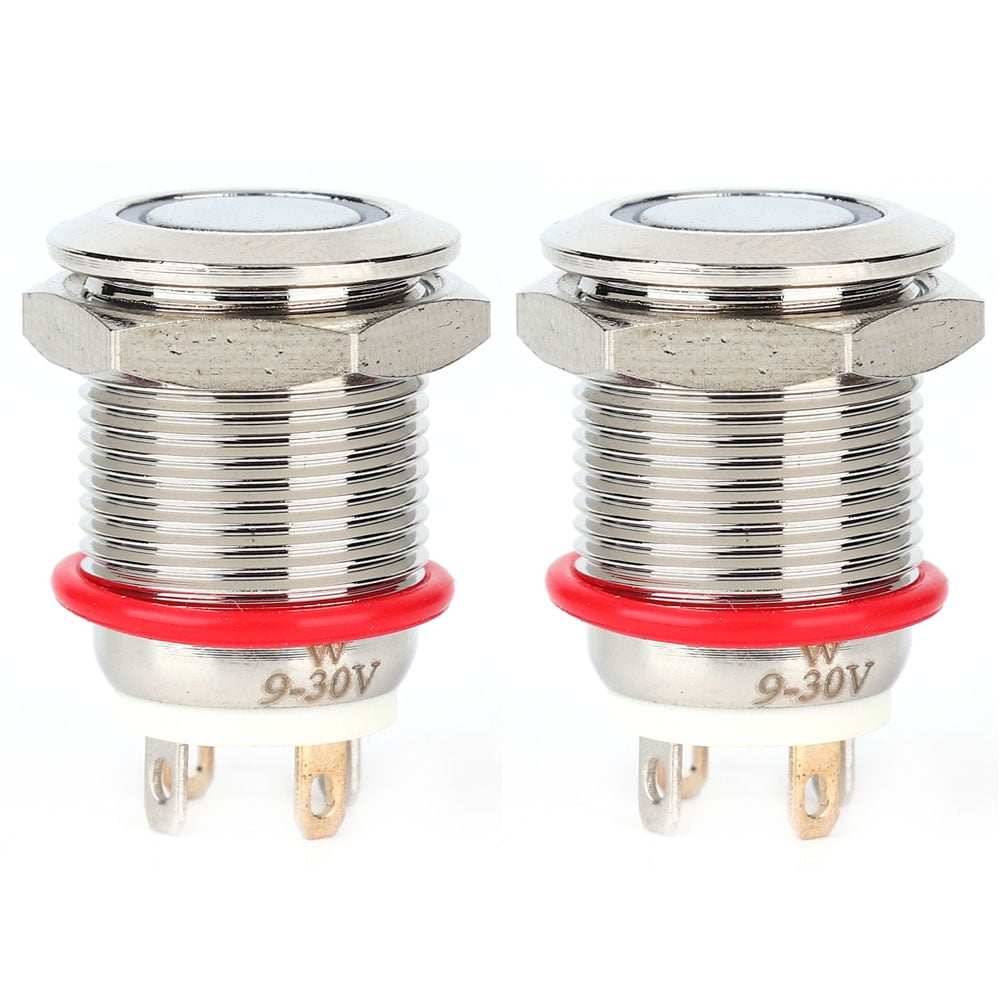 2024 2 Pcs 12mm 4 Pin Self reset Metal Button Switch with LED Light ...