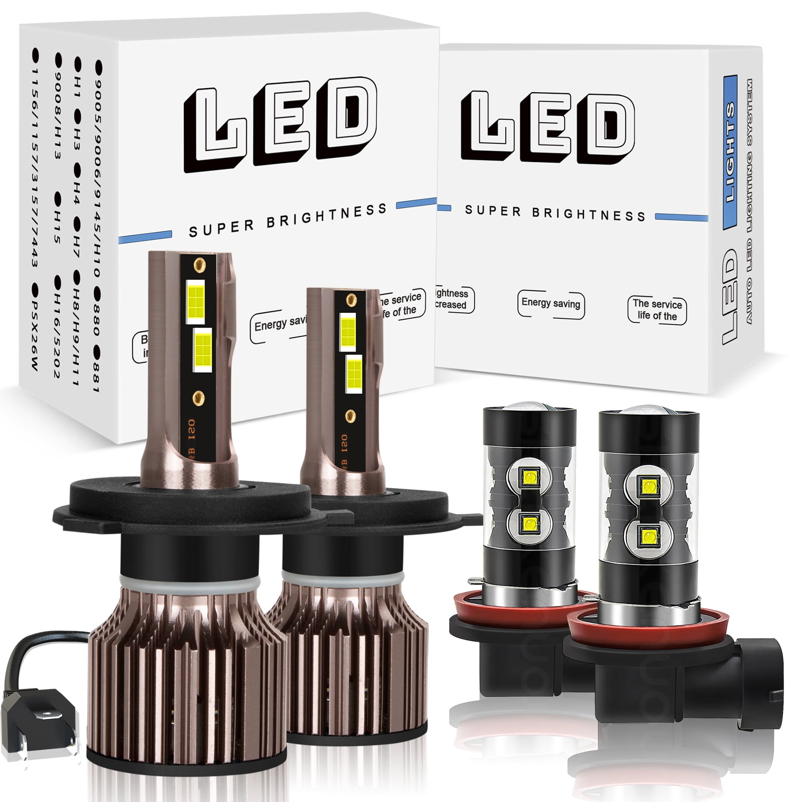 2024 20000LM H4 9003 Dual Beam LED Bulbs, H11 Fog Light, High Lumens ...