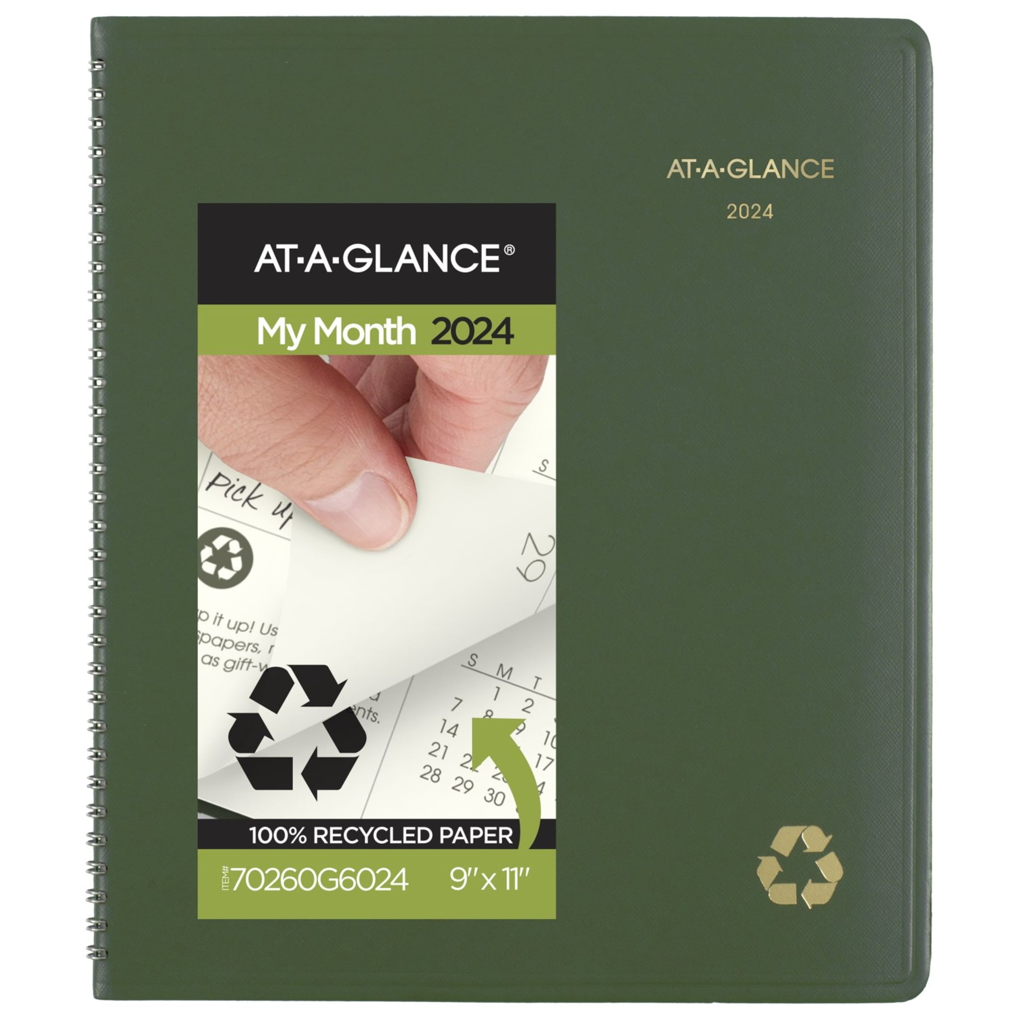 2024-2025 AT-A-GLANCE® Recycled Monthly Planner, 9" x 11", 100% ...