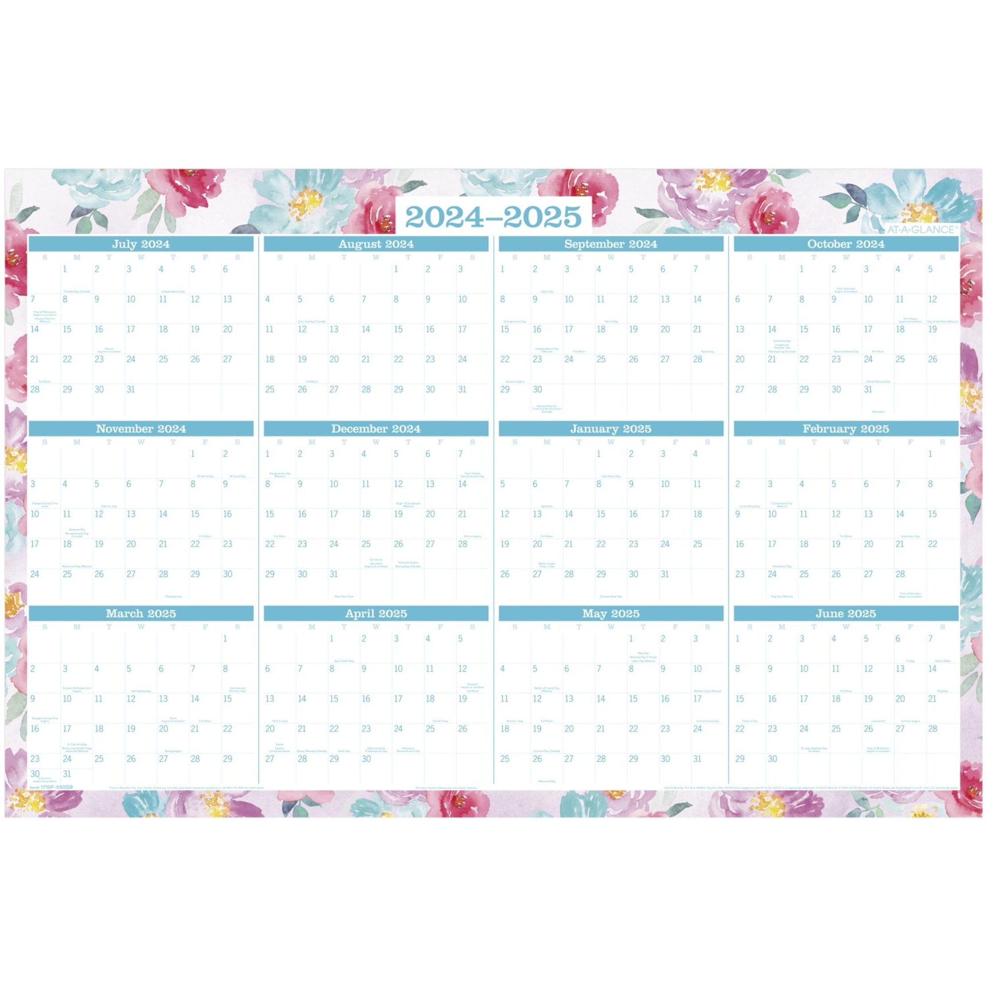 2024-2025 AT-A-GLANCE® Reversible Academic And Regular Year Wall ...