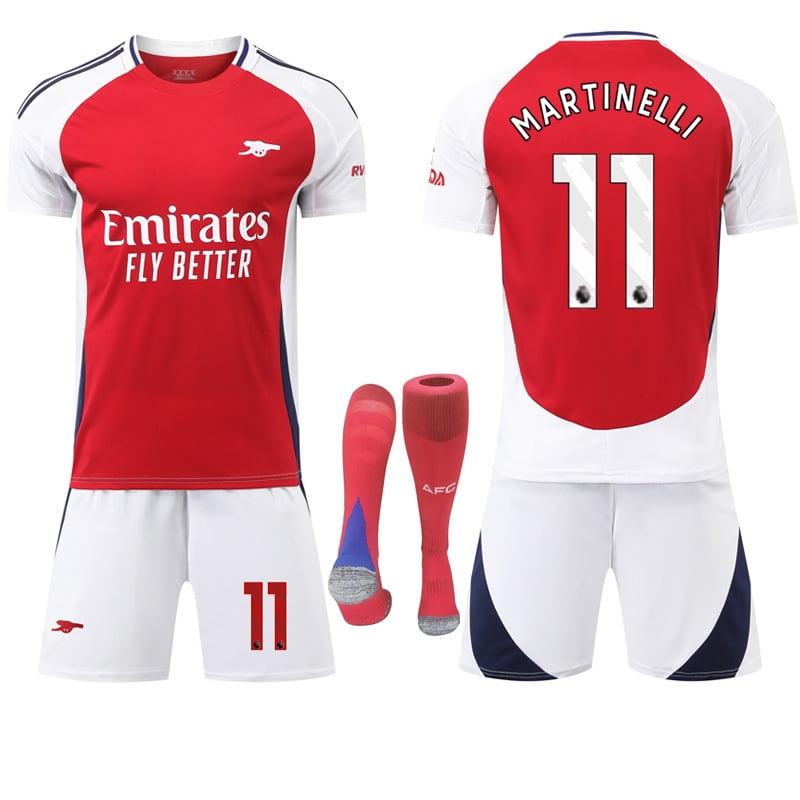 2024/2025 Arsenal FC #7 Saka home Youth kids soccer jersey shorts socks set red-11 - Walmart.com