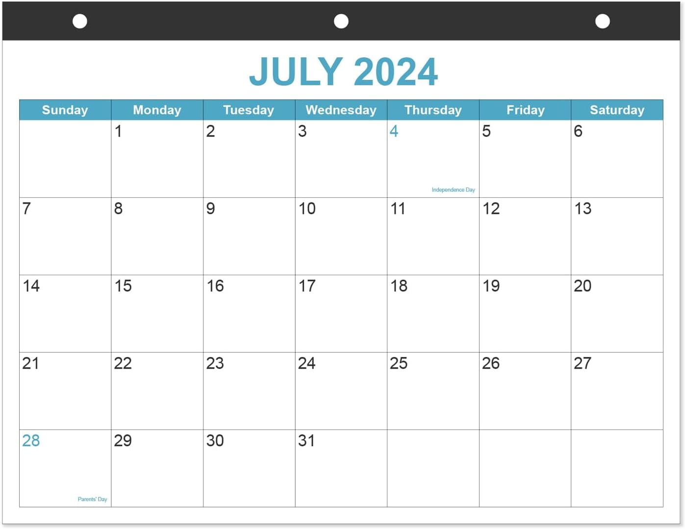 2024-2025 Calendar for 3 Ring Binder - Desk Calendar 2024-2025 from ...