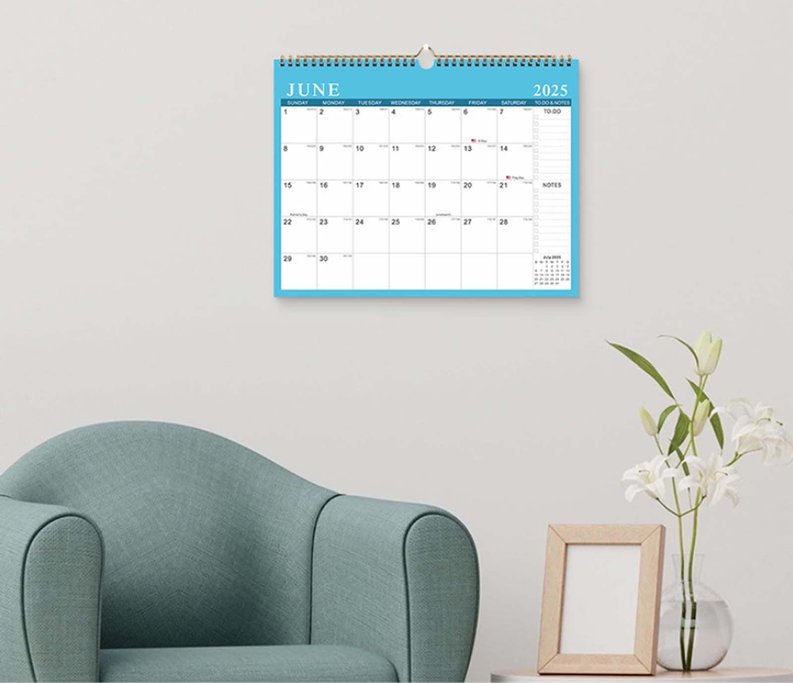 2024-2025 Desk Wall Calendar,Large Monthly covers July 2024 to December ...
