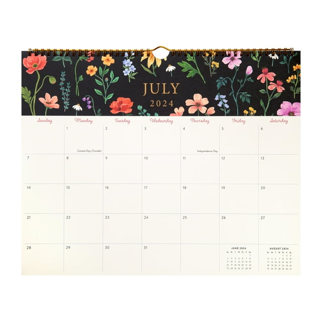2024-2025 Mintgreen Monthly Calendar Black Floral - Walmart.com