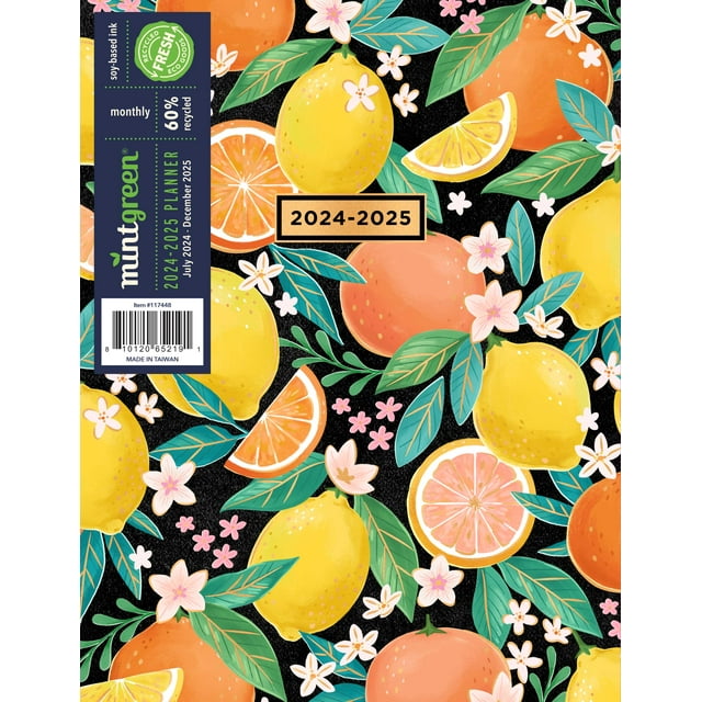 2024-2025 Mintgreen Monthly Medium Planner Citrus - Walmart.com