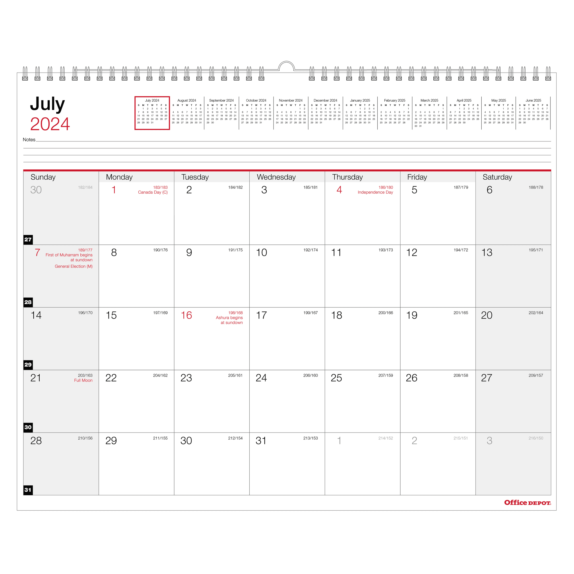 2024-2025 Office Depot® Brand Monthly Academic Wall Calendar, 15" x 12 ...