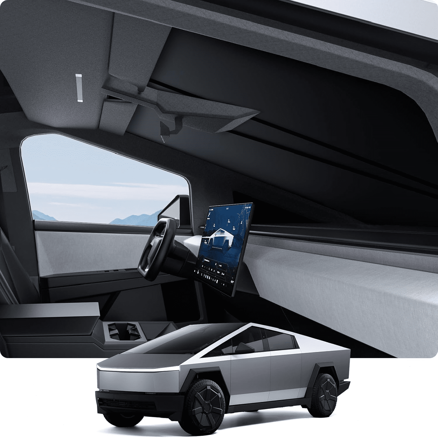2024 2025 Tesla Windshield Sunshade [Nano Ice Crystal Cooling] Folding ...