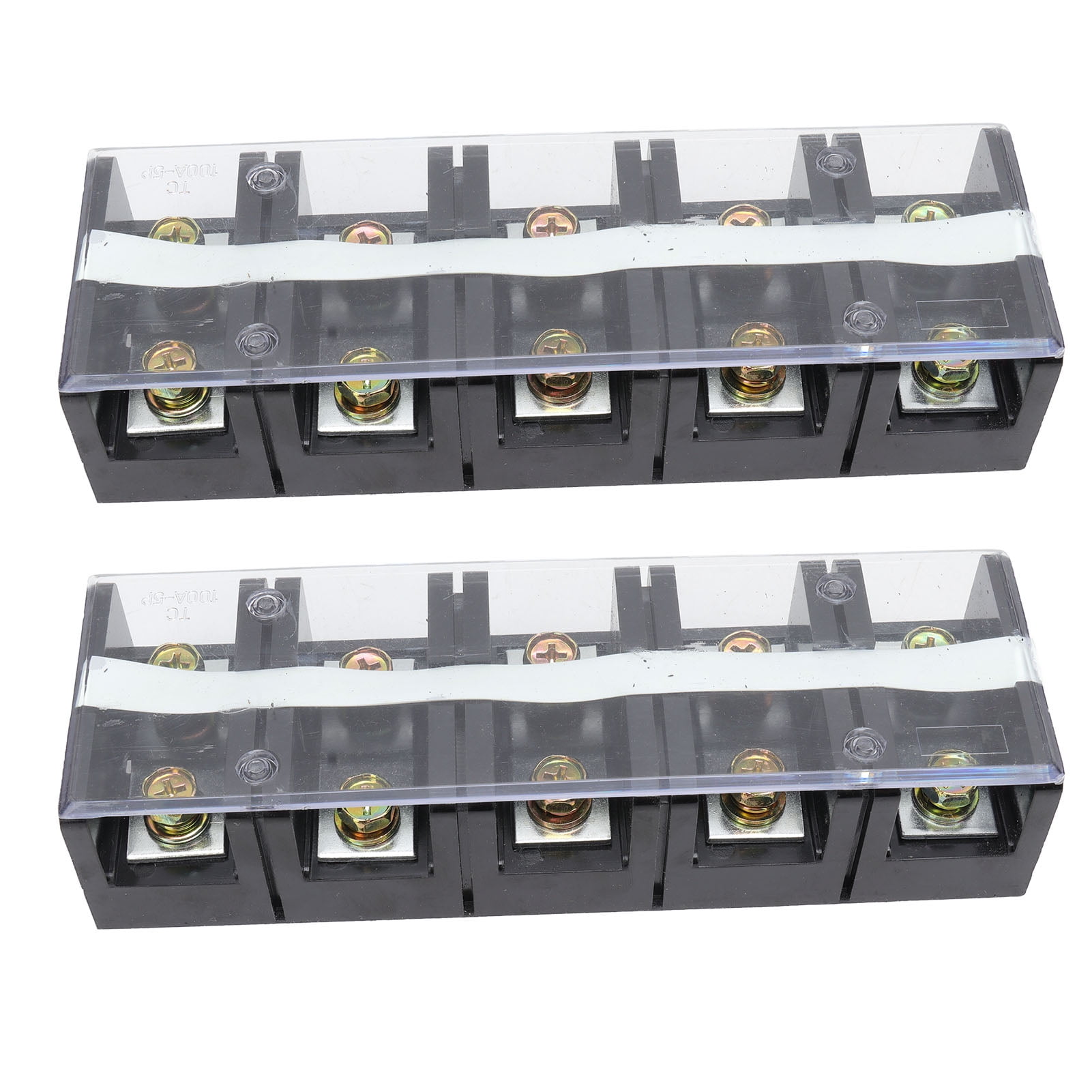 2024 2pcs Wire Barrier Block Terminal Strip 600V 100A TC Fixed Iron Dual Rows Terminal Strip ...