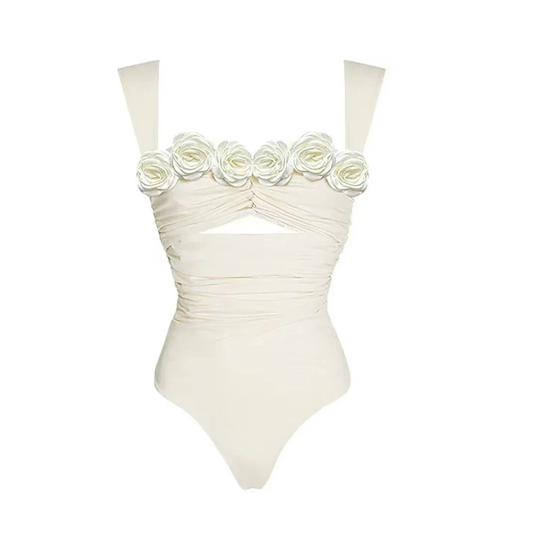 2024 3D Flower One Piece Swimsuit Women Swimwear Cut Out Bodysuit ...