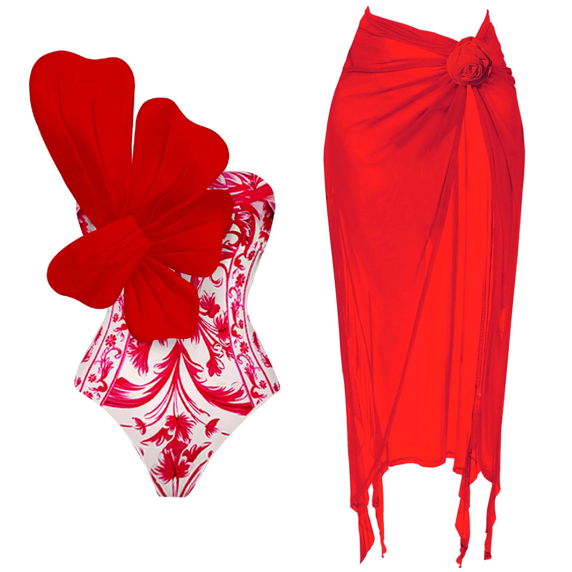 2024 3D Flower One Piece Swimsuit Women Swimwear Cut Out Bodysuit ...