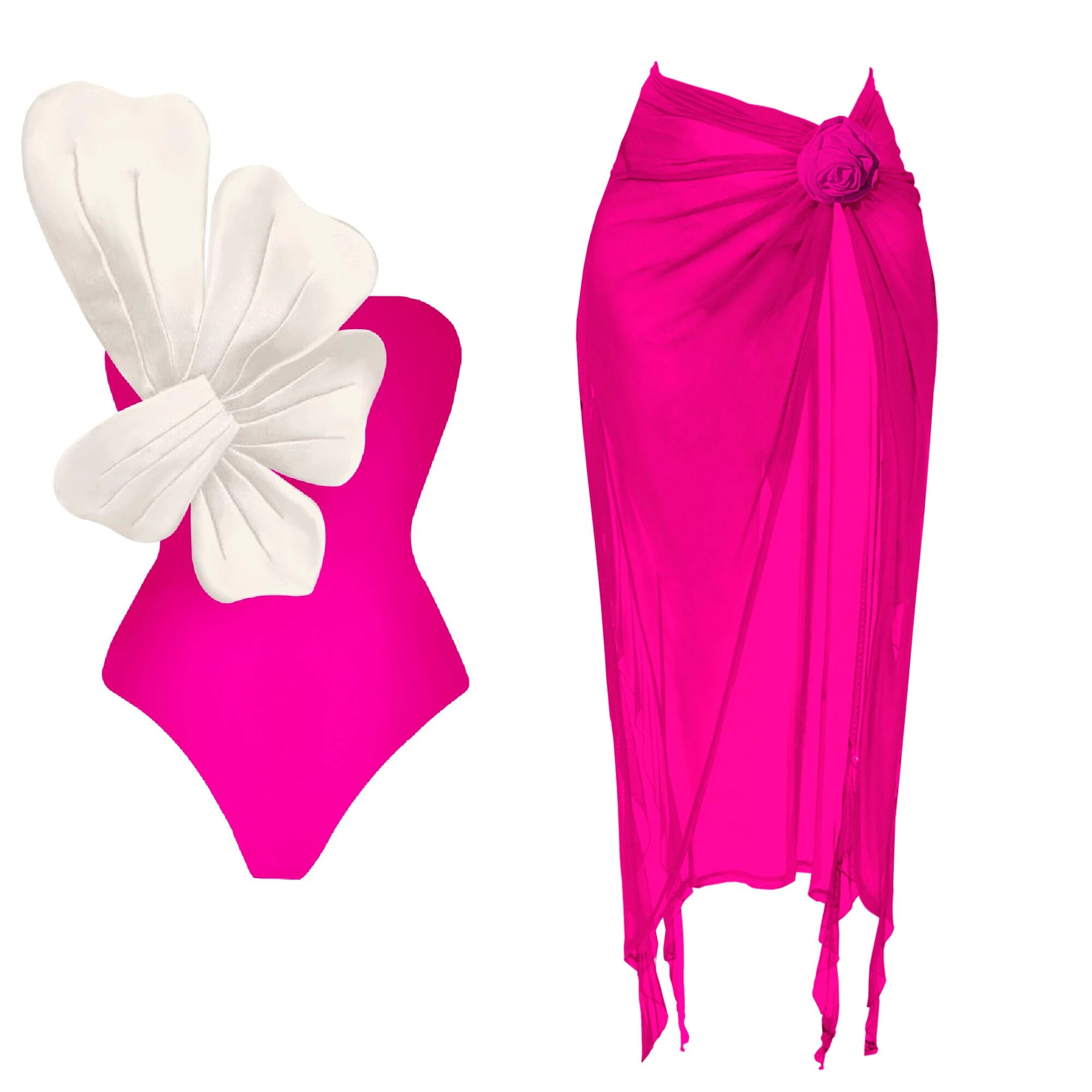 2024 3D Flower One Piece Swimsuit Women Swimwear Cut Out Bodysuit ...