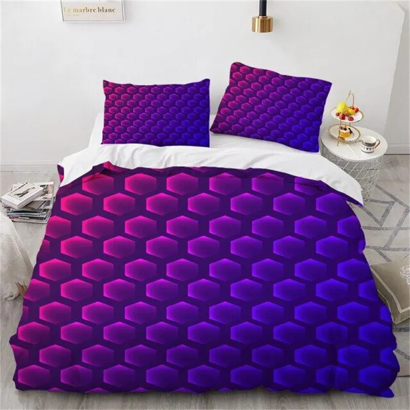 2024 3D Hycomb Duvet Cover Abstract Geometric Bedding Set Microfiber ...
