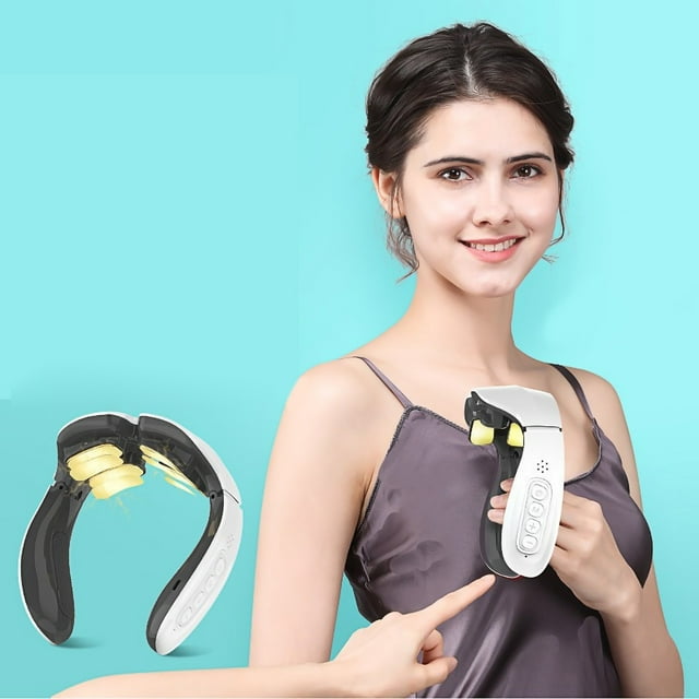2024 4 Heads Intelligent Cervical Spine Massager Electric Cordless Hot Compress Massager For