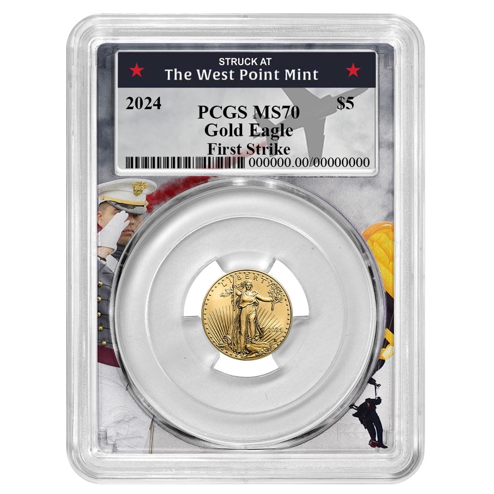 2024 $5 American Gold Eagle 1/10 oz PCGS MS70 FS West Point Frame ...