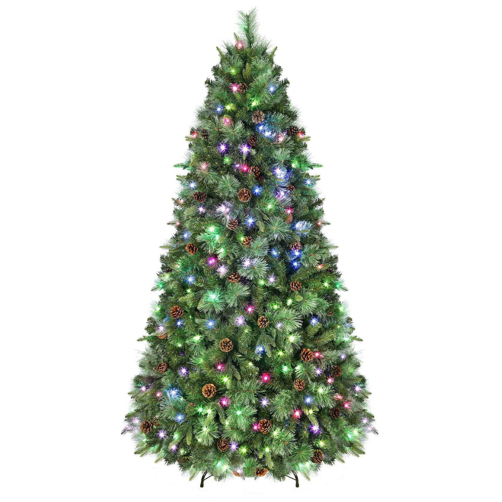 RTB-SHareconn 7.5ft Prelit Artificial Christmas Pine Tree w/ Remote Control, Pre-Lit 470 Led ...