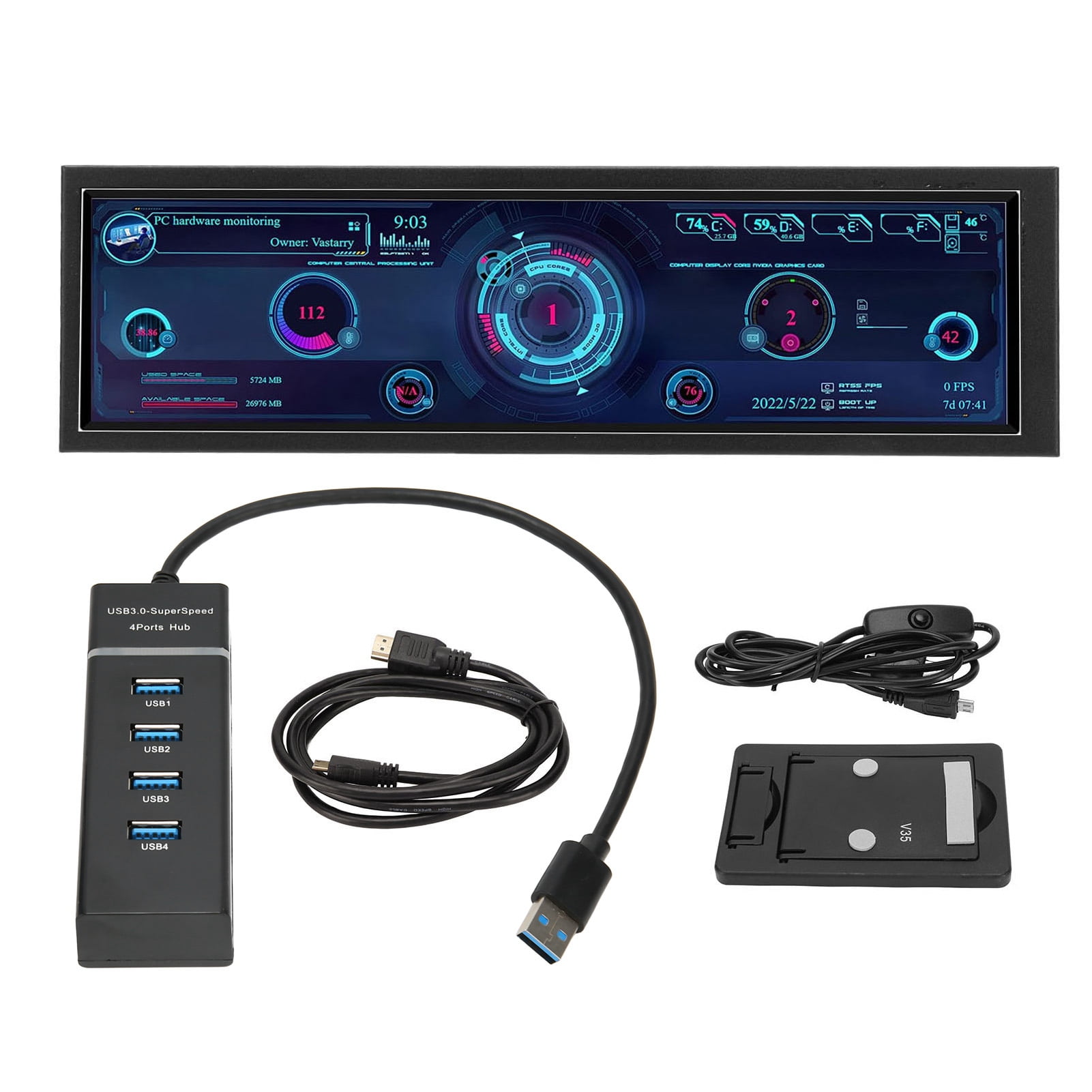 2024 8.8in PC Temp Monitor 1920x480 60Hz for AIDA64 PC Sensor Panel ...