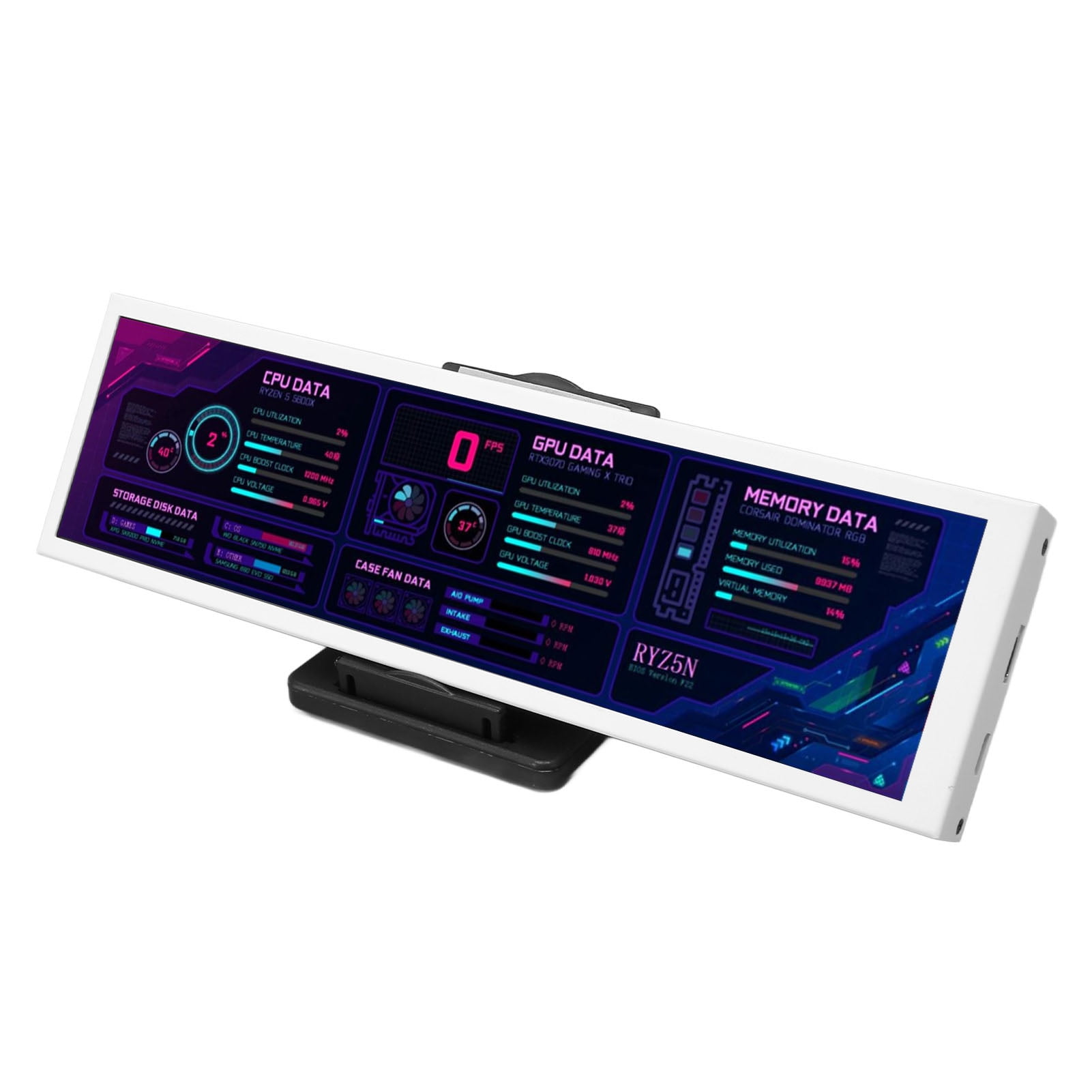 2024 8.8inch IPS LCD Monitor 1920 X 480 CPU GPU SSD Data Temperature ...